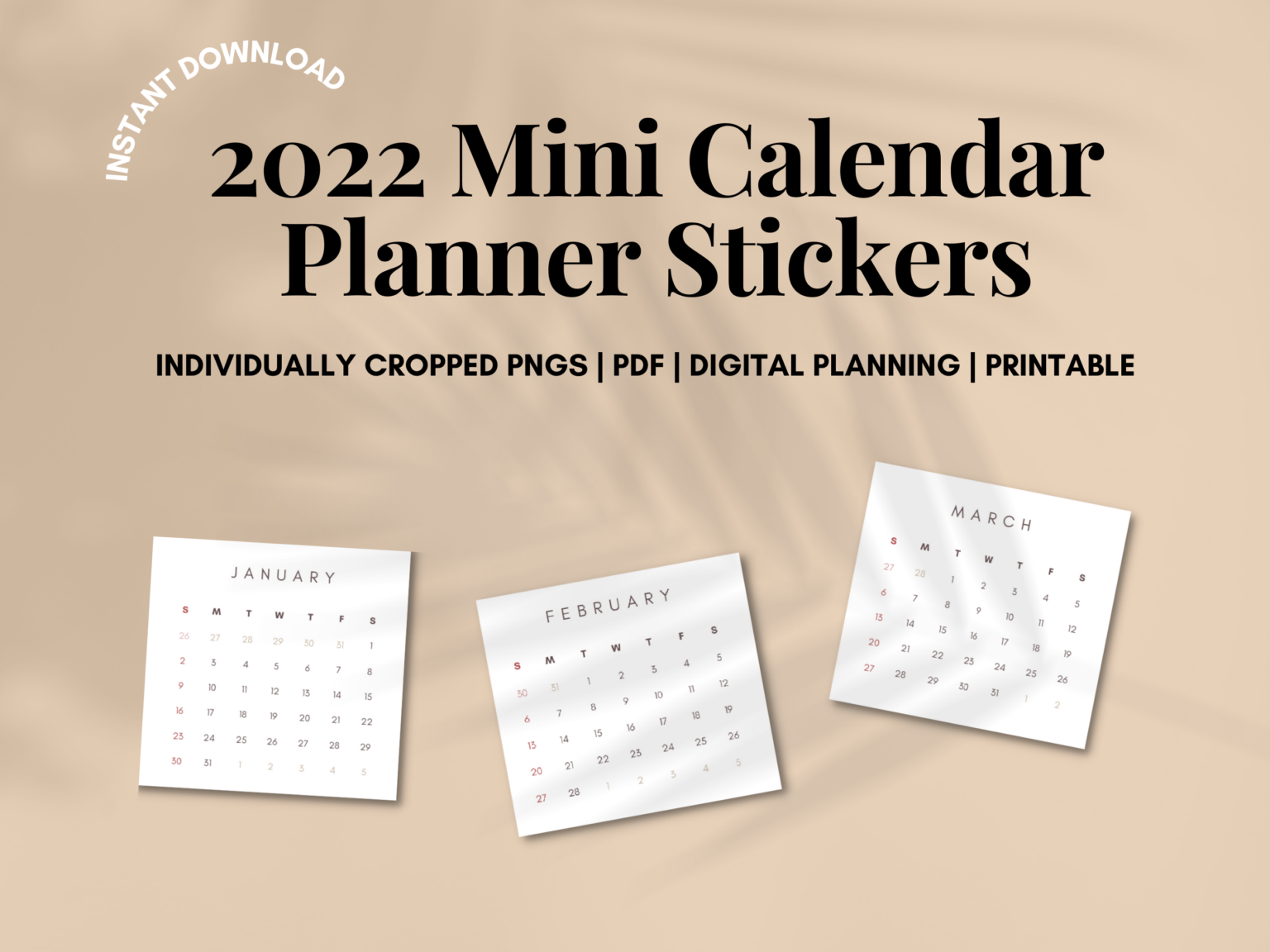 Shop Update | 2022 Mini Calendar Stickers